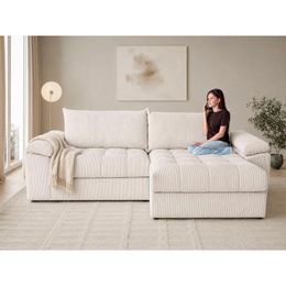 OTTO home Ecksofa &raquo;Soft&Cosy Pik XXL, L-Form, B: 303 cm, Mega Sofa in Cord&laquo; Lounge-Komfort mit edler Sitzsteppung, Federkern grau 100% Polyester B/H/T