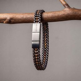 Holzkern Offroad Armband Herren Bronzit und Grau