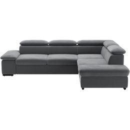 Sit & More sit&more Ecksofa &raquo;Alcudia L-Form, B: 272 cm, Arm- und Kopfteilverstellung, Eckcouch&laquo; optional Schlaffunktion, Komfortsitz grau 98% Polyester, 2% 
