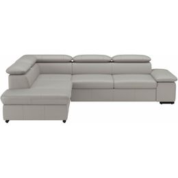 Sit & More sit&more Ecksofa &raquo;Alcudia L-Form, B: 272 cm, Arm- und Kopfteilverstellung, Eckcouch&laquo; mit Schlaffunktion, Komfortsitz grau NaturLEDER B/H/T: 272cm x 
