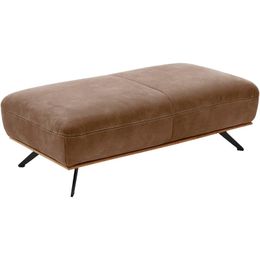 Die PlanBar Hocker &raquo;PN-EM18063 Breite 135&laquo; hochwertige Kaltschaumpolsterung, stylische Metallf&uuml;&szlig;e braun B/H/T: 135cm x 43cm x 70cm, Anilinleder