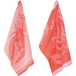 Pad Geschirrtuch &raquo;SEA&laquo; 100% Baumwolle, 50x70 cm, Motiv Meeresbewohner rot 100% Baumwolle 2, 100 % Baumwolle