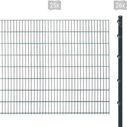 Arvotec Doppelstabmattenzaun &raquo;ESSENTIAL 163 zum Einbetonieren&laquo; Zaunh&ouml;he 163 cm, Zaunl&auml;nge 2 - 60 m grau Kunststoff, Stahl H/L: 163cm x 50m, Pfosten: 26 Stk.