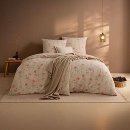 Estella Bettw&auml;sche &raquo;San Martino&laquo; 2 beige Flanell, Bezug: 100% Baumwolle B/L: 155cm x 220cm, 1 Stk., 1 Stk., Flanell, B/L: 80cm x 80cm, 2