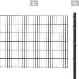 Arvotec Doppelstabmattenzaun &raquo;ESSENTIAL 123 zum Einbetonieren&laquo; Zaunh&ouml;he 123 cm, Zaunl&auml;nge 2 - 60 m grau Kunststoff, Stahl H/L: 123cm x 6m, Pfosten: 4 Stk.