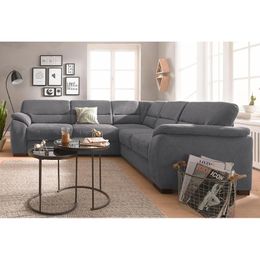 Sit & More sit&more Ecksofa &raquo;Montego L-Form, B: 256 cm, gro&szlig;e Stoffauswahl, Komfortsitzh&ouml;he 46 cm&laquo; mit Schlaffunktion, optional Schubkasten mit Stauraum grau 