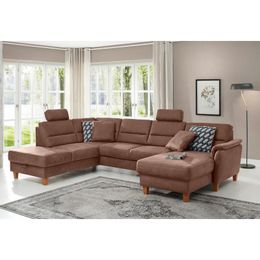 Home Affaire Wohnlandschaft &raquo;Palmera U-Form, B: 308 cm, gro&szlig;e Stoff + Leder Auswahl&laquo; optional Schlaffunktion & Bettkasten, Federkern, XXL-