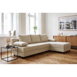 OTTO home Schlafsofa &raquo;ONNIKO Ecksofa L-Form, Breite: 240 cm, Feinstruktur-Bezug&laquo; mit Bettfunktion & Bettkasten (Liegefl&auml;che 120 cm / 240 cm) 100% 