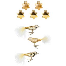 MAGIC by Inge Christbaumschmuck &raquo;Glasornament Inkagold, Stern und Vogel&laquo; Weihnachtsdeko, Weihnachtsbaumschmuck aus Echtglas gold Glas Einheitsgr&ouml;&szlig;e