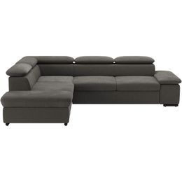 Sit & More sit&more Ecksofa &raquo;Alcudia L-Form, B: 272 cm, Arm- und Kopfteilverstellung, Eckcouch&laquo; optional Schlaffunktion, Komfortsitz grau 100% Polyester B/H/T: 