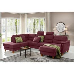 Home Affaire Wohnlandschaft &raquo;Palmera U-Form, B: 308 cm, gro&szlig;e Stoff + Leder Auswahl&laquo; mit Schlaffunktion & Bettkasten, Federkern, XXL-Wohnlandschaft 