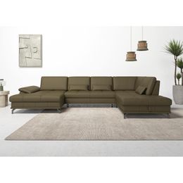 OTTO home Wohnlandschaft &raquo;Costello U-Form, B: 363 cm mit Sitztiefen-, Armteilverstellung &&laquo; 3 Nierenkissen, optional Schlaffunktion & Bettkasten gr&uuml;n 