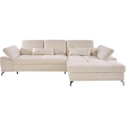 OTTO home Ecksofa &raquo;Costello L-Form, B: 301cm, Sitztiefen & Armteilverstellung, Federkern&laquo; 3 Nierenkissen, optional Schlaffunktion & Bettkasten beige 