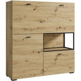ByLiving Sekret&auml;r &raquo;FRAME&laquo; Artisan Eiche (Eiche-Optik)/schwarz, 1 T&uuml;ren, 2 Klappt&uuml;r, B 120 cm B/H/T: 120cm x 127cm x 40cm, klappbar