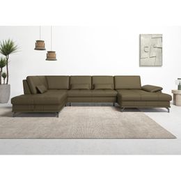OTTO home Wohnlandschaft &raquo;Costello U-Form, B: 363 cm mit Sitztiefen-, Armteilverstellung &&laquo; 3 Nierenkissen, optional Schlaffunktion & Bettkasten gr&uuml;n 