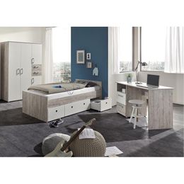 Arthur Berndt Jugendzimmer-Set &raquo;Jugendzimmer-Set &raquo;Bente&laquo; 5-teilig&laquo; 5tlg -Schrank, Bett, Schreibtisch, Sideboard, Standregal, 5 tlg. Stauraumstark, 