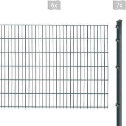 Arvotec Doppelstabmattenzaun &raquo;EXCLUSIVE 123 zum Einbetonieren&laquo; Zaunh&ouml;he 123 cm, Zaunl&auml;nge 2 - 60 m grau Kunststoff, Stahl H/L: 123cm x 12m, Pfosten: 7 Stk.