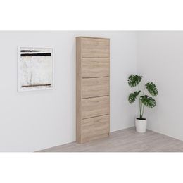 FMD Schuhschrank &raquo;Step 5&laquo; Schuhkipper, 5 Schuhklappen, f&uuml;r schmale Flure, Tiefe: 17 cm braun Holzwerkstoff B/H/T: 58,5cm x 168,5cm x 17cm