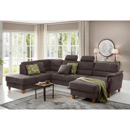 Home Affaire Wohnlandschaft &raquo;Palmera U-Form, B: 308 cm, gro&szlig;e Stoff + Leder Auswahl&laquo; optional Schlaffunktion & Bettkasten, Federkern, XXL-