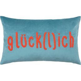Pad Dekokissen &raquo;LETTERS, Kissenh&uuml;lle, Made in Europa&laquo; mit Schriftzug, verschiedene Gr&ouml;&szlig;en, voller Energie und Individualit&auml;t blau Polyester B/L: 35cm 