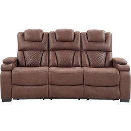 ATLANTIC HOME COLLECTION 3-Sitzer &raquo;Faris, Kinosofa, inkl. Relaxfunktion, B: 208cm&laquo; Zwei Relaxfunktionen, klappbare Konsole mit Getr&auml;nkehalter braun 
