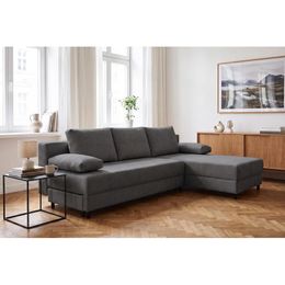OTTO home Schlafsofa &raquo;ONNIKO Ecksofa L-Form, Breite: 240 cm, Feinstruktur-Bezug&laquo; mit Bettfunktion & Bettkasten (Liegefl&auml;che 120 cm / 240 cm) 100% 