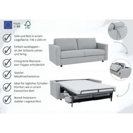 OTTO home Schlafsofa &raquo;Jorren, Schlaf-Couch, Liegefl. 140 oder 160x200 cm&laquo; Bettfunktion, mit Bonel- oder Taschenfederkern, FSC -zertifiziert grau 100% 
