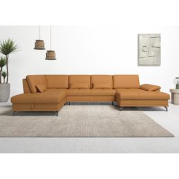OTTO home Wohnlandschaft &raquo;Costello U-Form, B: 363 cm mit Sitztiefen-, Armteilverstellung &&laquo; 3 Nierenkissen, optional Schlaffunktion & Bettkasten gelb 