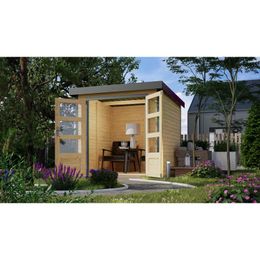 Karibu Gartenhaus &raquo;Jupiterino 2, in verschiedenen Farben&laquo; Made in Germany braun Massivholz ohne Fu&szlig;boden, Blechdach