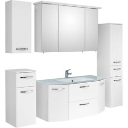 Badm&ouml;bel-Set &raquo;Quickset 326, 6-teilig, mit Glaswaschtisch&laquo; 6 Stk. tlg. wei&szlig; Spanplatte B/H/T: 175cmcm x 200cmcm x 48cmcm
