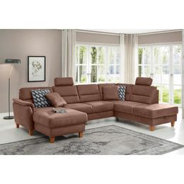 Home Affaire Wohnlandschaft &raquo;Palmera U-Form, B: 308 cm, gro&szlig;e Stoff + Leder Auswahl&laquo; mit Schlaffunktion, optional Bettkasten, Federkern, XXL-