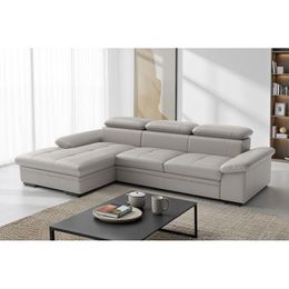 Sit & More sit&more Ecksofa &raquo;Viola, Leder, L-Form, B: 260 cm, mit Armteil- und Kopfteilvertsellung&laquo; optional mit Schlaffunktion grau B/H/T: 260cm x 73cm x 174cm,