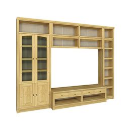 OTTO home Wohnwand &raquo;Soeren, 1 TV-Lowboard, 1 Wandregal, 1 B&uuml;cherregal, 1 Vitrine&laquo; Set, 4 Stk. tlg. Massivholz B/H/T: 278cmcm x 220cmcm x 45cmcm