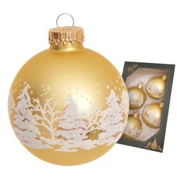 Weihnachtsbaumkugel &raquo;Weihnachtskugel Winterwald gold 7cm&laquo; Dekoriert mit Liebe zum Detail Glas 7cm