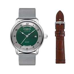 Zeppelin Herren Zeppelin Automatikuhr &raquo;Friedrichshafen&laquo; Armbanduhr, Herrenuhr, Made in Germany, Mechanische Uhr gr&uuml;n Einheitsgr&ouml;&szlig;e
