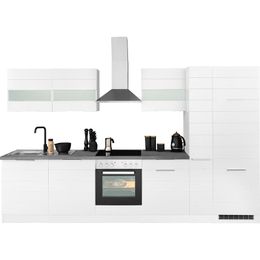 KOCHSTATION K&uuml;chenzeile &raquo;KS-Luhe&laquo; 330 cm breit, wahlweise mit oder ohne E-Ger&auml;ten, gefr&auml;ste MDF-Fronten wei&szlig; B/H/T: 330cm x 60cm, inkl. E-Ger&auml;te