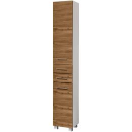 Welltime Hochschrank &raquo;Trento, verschiedene Ausf&uuml;hrungen und Farben&laquo; Badm&ouml;bel, Seitenschrank Breite 30 cm, viel Stauraum, Made in Germany braun MDF 