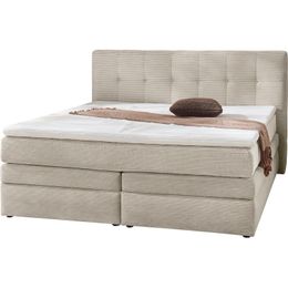Jockenh&ouml;fer Boxspringbett &raquo;Amy&laquo; mit 6 cm Kaltschaum-Topper, Cord-Bezug, 180x200 und 200x200 cm beige Bezug Bett: Cordstoff (100% Polyester);Topper und 