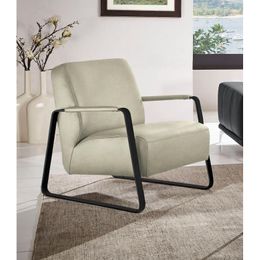 W.Schillig Cocktailsessel &raquo;quadroo Loungesessel,&laquo; mit bezogenen Armlehnen, Gestell in Schwarz pulverbeschichtet beige Velourgewebe V41 (100% Polyester