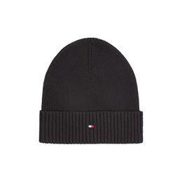 Tommy Hilfiger Herren Strickm&uuml;tze &raquo;TH FLAG PIMA COTTON BEANIE&laquo; Beanie mit Logostickerei, mit Kaschmiranteil Unisex schwarz Einheitsgr&ouml;&szlig;e
