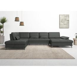 OTTO home Wohnlandschaft &raquo;Costello U-Form, B: 363 cm mit Sitztiefen-, Armteilverstellung &&laquo; 3 Nierenkissen, optional Schlaffunktion & Bettkasten grau 