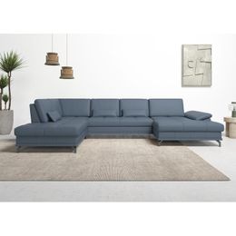 OTTO home Wohnlandschaft &raquo;Costello U-Form, B: 363 cm mit Sitztiefen-, Armteilverstellung &&laquo; 3 Nierenkissen, optional Schlaffunktion & Bettkasten blau 