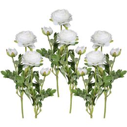 Creativ green Kunstblume &raquo;Ranunkel&laquo; f&uuml;r sch&ouml;ne Arrangements wie Str&auml;u&szlig;e und Gestecke wei&szlig; Kunststoff, Polyester B/H/L: 40cm, 6 Stk.