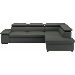 Sit & More sit&more Ecksofa &raquo;Alcudia L-Form, B: 272 cm, Arm- und Kopfteilverstellung, Eckcouch&laquo; optional Schlaffunktion, Komfortsitz grau NaturLEDER ;Spannstoff 