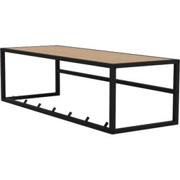 ACTONA GROUP Garderobenpaneel &raquo;Seaford Garderobenpanel &ndash; modernes Kleiderhakenbrett&laquo; Platzsparendes Design mit Stahlrahmen & Wildeiche-Optik schwarz 