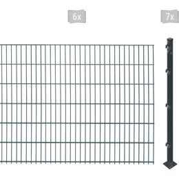 Arvotec Doppelstabmattenzaun &raquo;ESSENTIAL 123 zum Aufschrauben&laquo; Zaunh&ouml;he 123 cm, Zaunl&auml;nge 2 - 60 m grau Kunststoff, Stahl H/L: 123cm x 12m, Pfosten: 7 Stk.