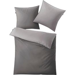 Kleine Wolke Bettw&auml;sche &raquo;Linda&laquo; 2 Stk. einfaches, sehr elegantes Design grau Mako-Satin, Obermaterial: 100% Baumwolle B/L: 135cm x 200cm, 1 Stk., 1 Stk., Mako-