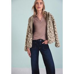 Street One Damen Street One Kapuzenfleecejacke mit Kapuze mit Kapuze und Leo-Allover-Print 42