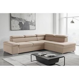 Sit & More sit&more Ecksofa &raquo;Valantine L-Form, B: 272 cm, Armteilverstellung, Kopfteilverstellung&laquo; mit Schlaffunktion, Komfortsofa, modern braun 100% Polyester;