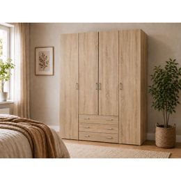 Home Affaire Kleiderschrank &raquo;Space Dreht&uuml;renschrank, Aufbewahrung Kasten Schrank Stauraum&laquo; Breite 78, 115,8 oder 154 cm, mit je 3 Schubk&auml;sten, innen 